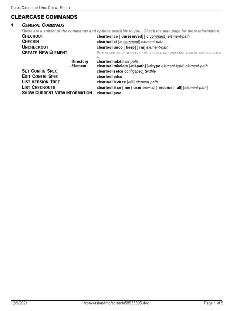 Clearcase Commands: C C U C N E | PDF | Digital Technology | Computer ...