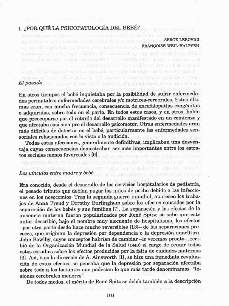 Lebovici, Serge - Por Qué La Psicopatología Del Bebé y Breve Revisión ...