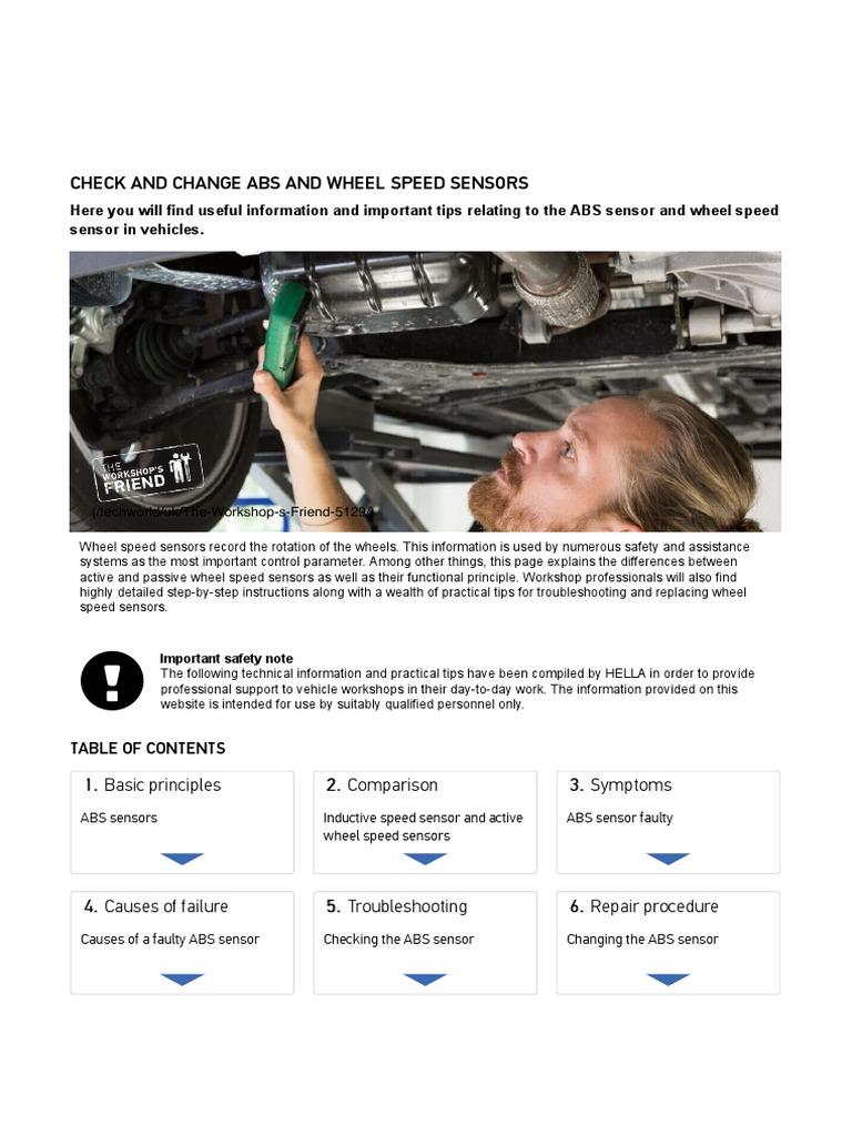 ABS and Wheel Speed Sensors | PDF | Anti Lock Braking System ...