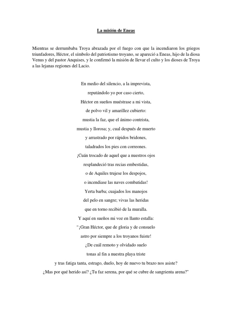 Fragmento Cantos de La Eneida. | PDF | Héctor | Literatura de guerra de ...