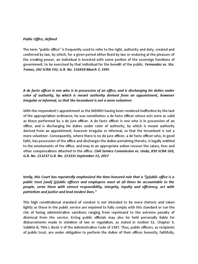 Law On Public Officers Edge Notes | PDF | Impeachment | American Government