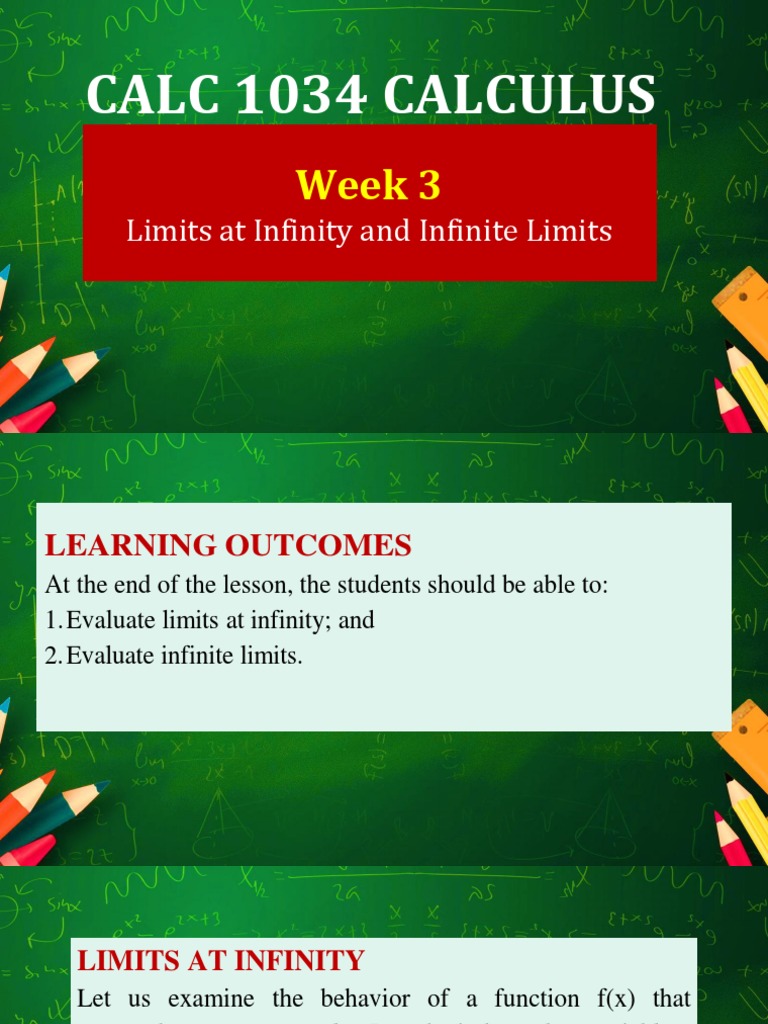 LMS Week 3 CALC 1034 Limits at Infinity Finite Limits | PDF | Teaching Methods & Materials