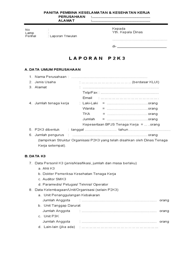 Laporan P2K3 Template | PDF