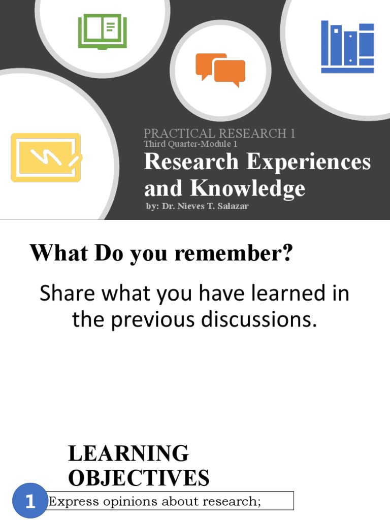 PR1-Q3-M1 - Research Experiences and Knowledge | PDF | Knowledge | Experience