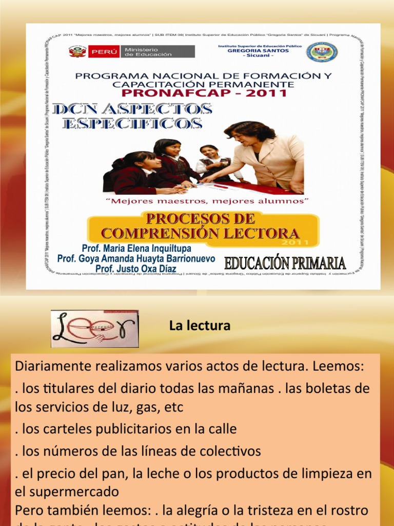 Diapositivas Peoceso de Comprension Lectora | PDF | Comprensión lectora ...
