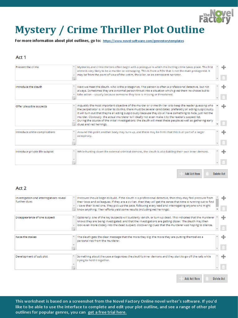 Mystery Crime Thriller Plot Outline | PDF