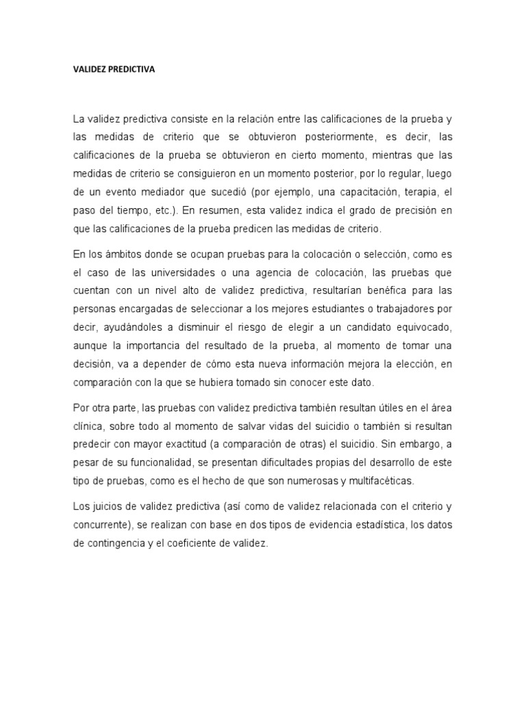 Importancia de la Validez Predictiva | PDF