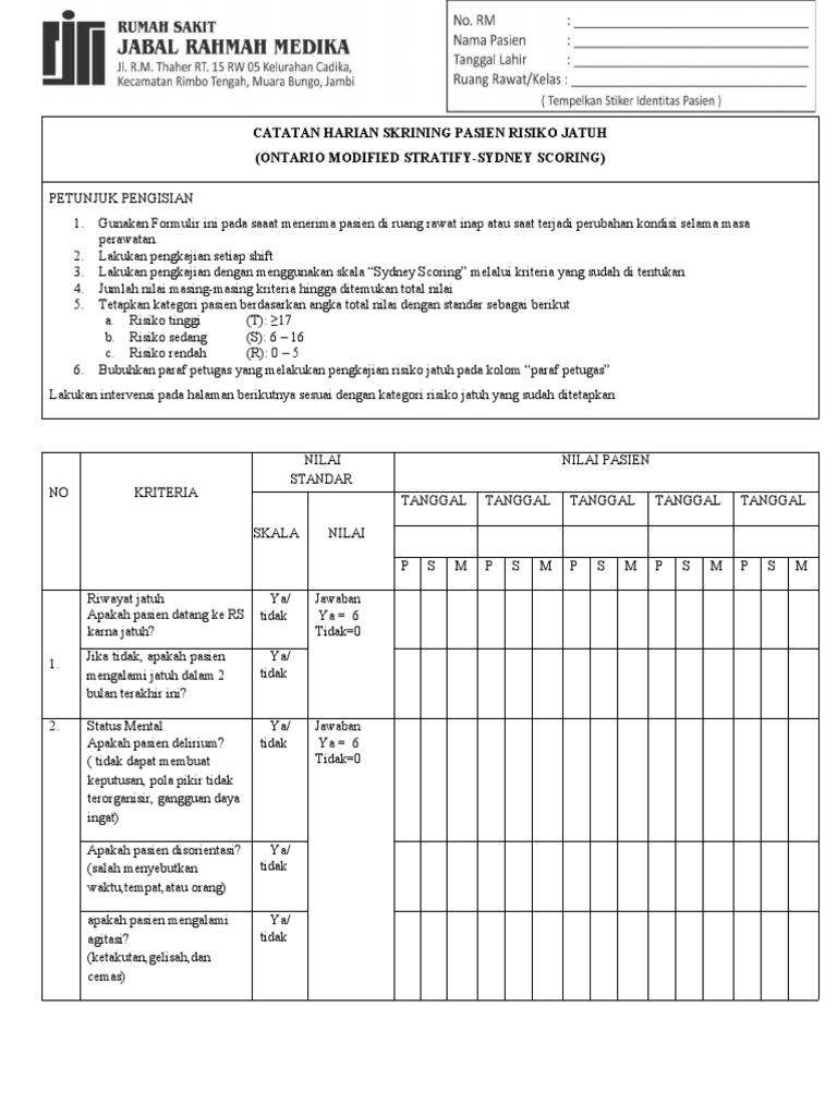 Asesmen Sydney Scoring | PDF