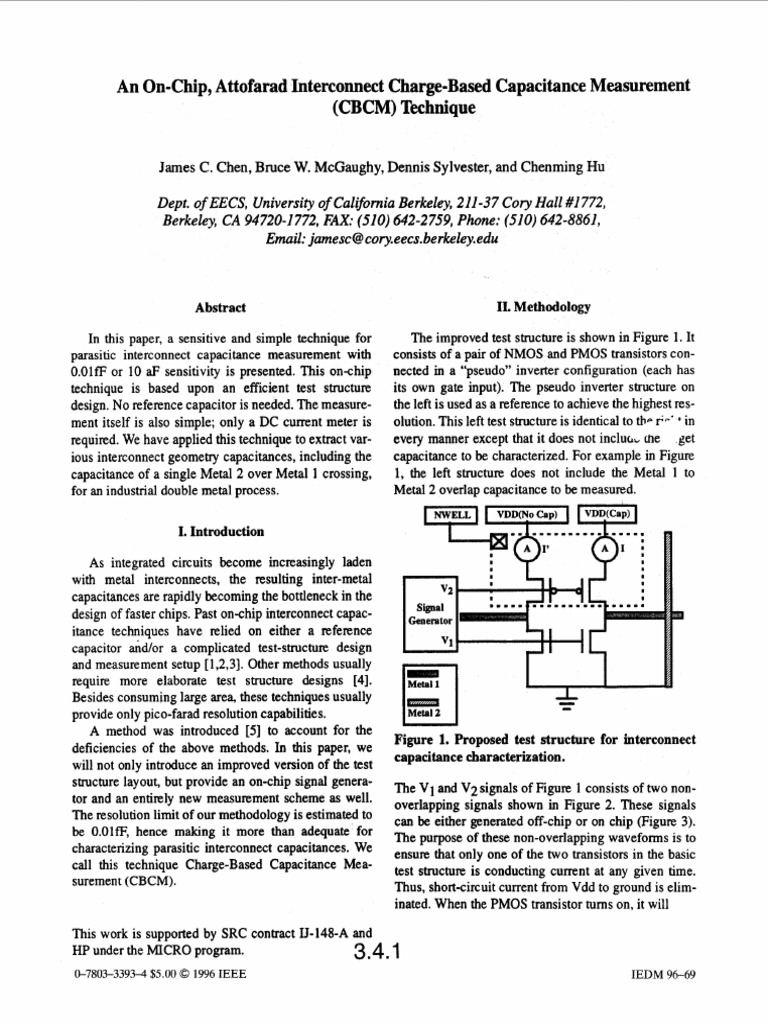 An On-Chip, Attofarad Interconnect Charge-Based Capacitance Measurement ...