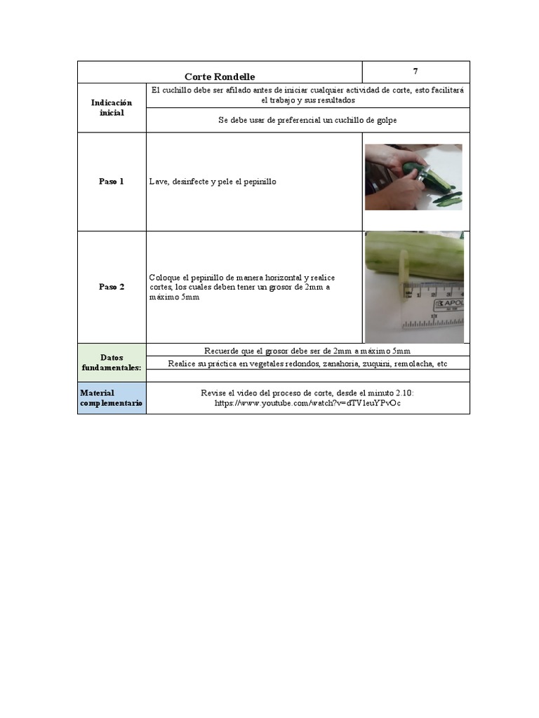 Técnicas de Corte de Vegetales: Rondelle y Batonnete | PDF | Cocina ...