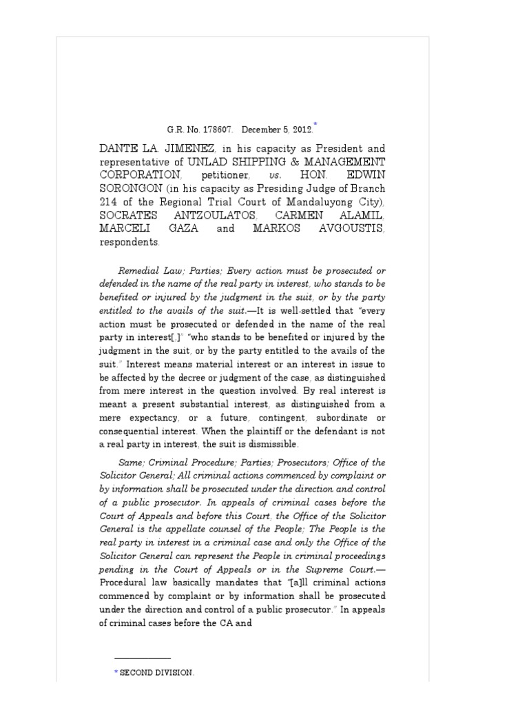 La. Jimenez vs. Sorongon, G.R. No. 178607, 05 December | PDF | Lawsuit ...