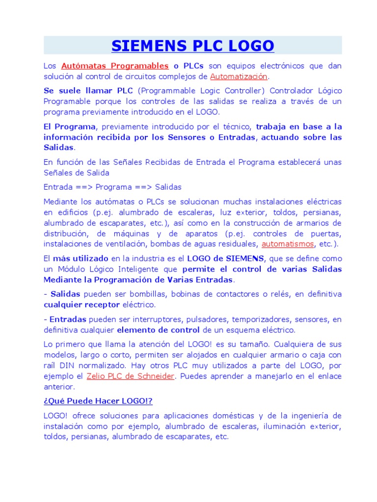 Siemens PLC Logo | PDF | Controlador lógico programable | Puerta lógica