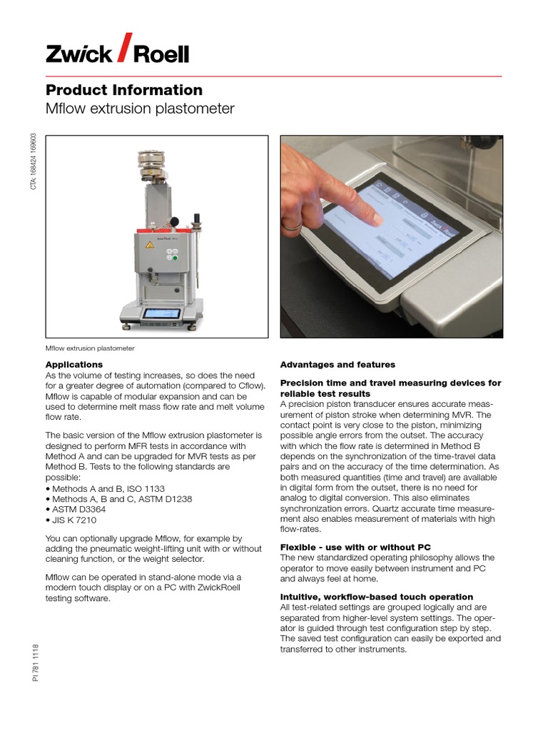 Product Information Mflow Extrusion Plastometer | PDF | Accuracy And ...