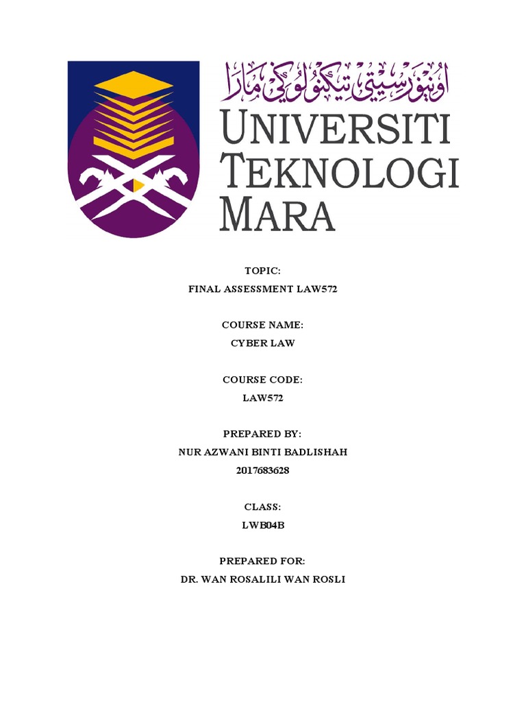 Cyber Law Final Assessment-Nur Azwani Badlishah | PDF | Security Hacker ...