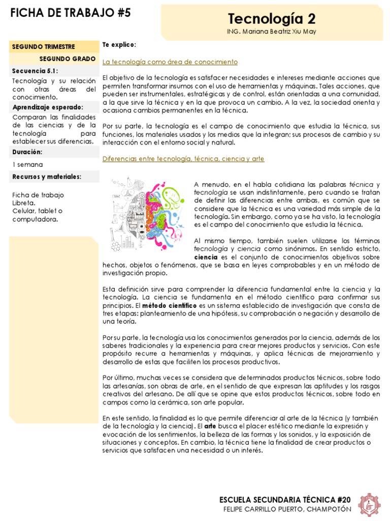 Tecnología-Ficha5-Ii Trimestre-Segundo Grado - Mariana Xiu | PDF ...
