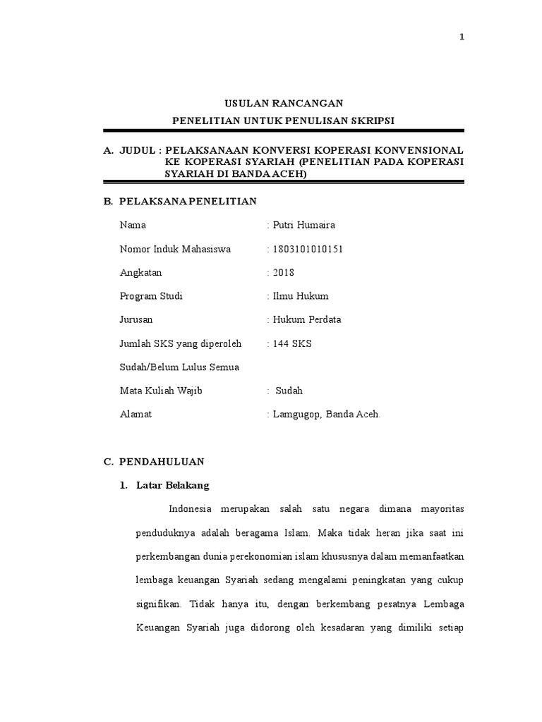 Proposal Putri Humaira Revisi 2 | PDF