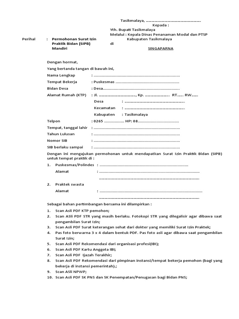Form Permohonan SIPB | PDF