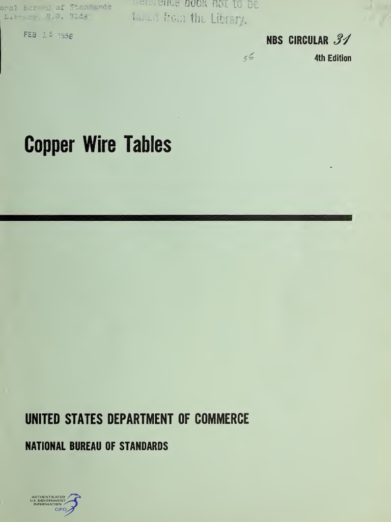 Copper Wire Tables | PDF | Electrical Resistivity And Conductivity ...