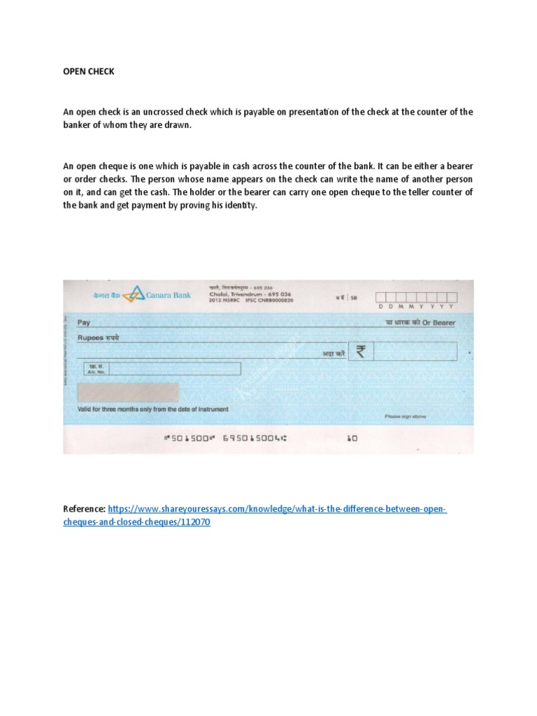 Open Check: Cheques-And-Closed-Cheques/112070 | PDF | Cheque | Banks