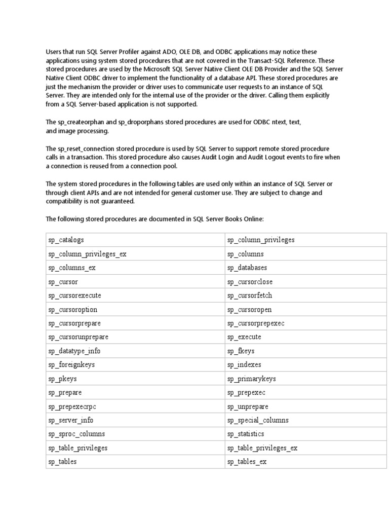 SP Sys | PDF | Microsoft Sql Server | Software Development