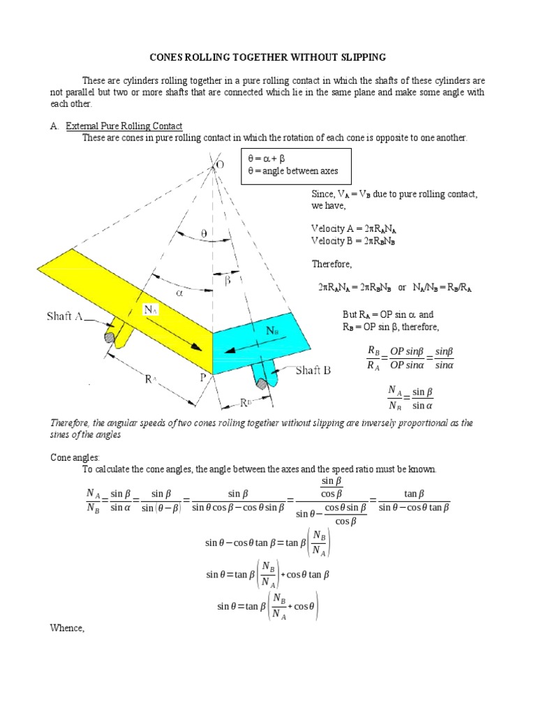 Cone Angles in Rolling Contact Dynamics | PDF | Sine | Trigonometric ...
