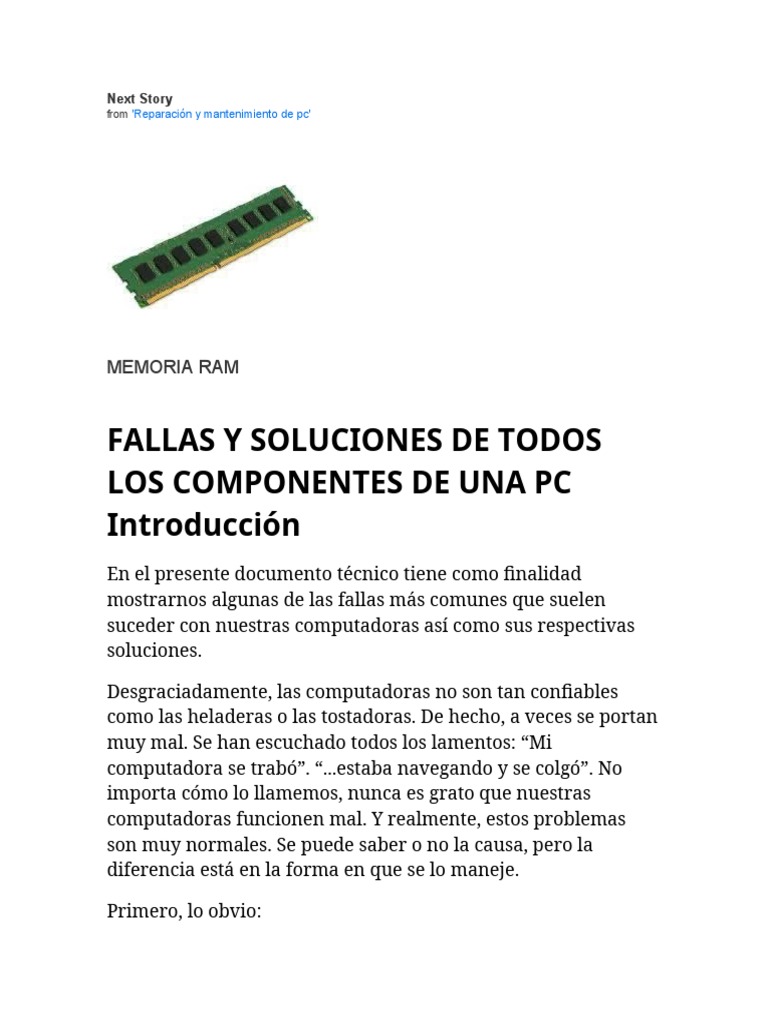 Fallas y Soluciones en Componentes de PC | PDF | Microprocesador | Bios