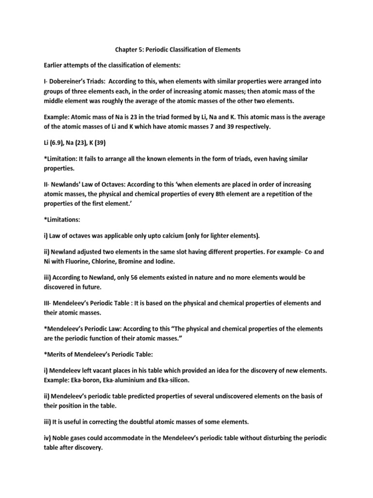 Notes-Periodic Classification | PDF | Periodic Table | Valence (Chemistry)