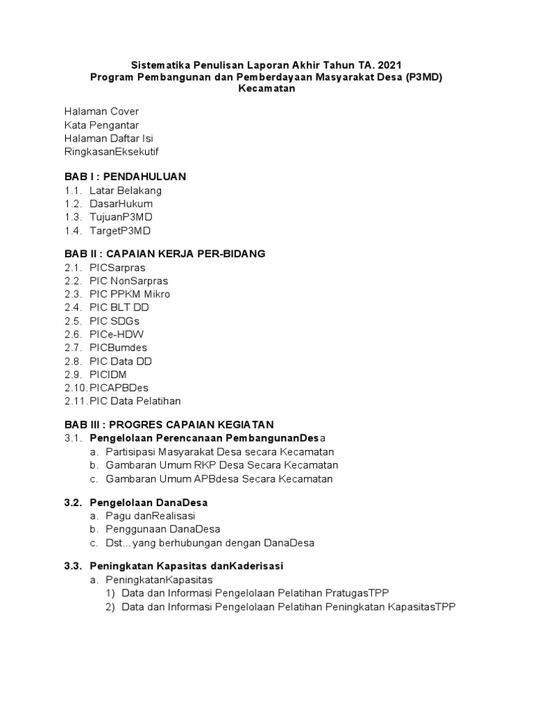 Sistematika Penulisan Laporan Akhir Tahun TA-2021 | PDF