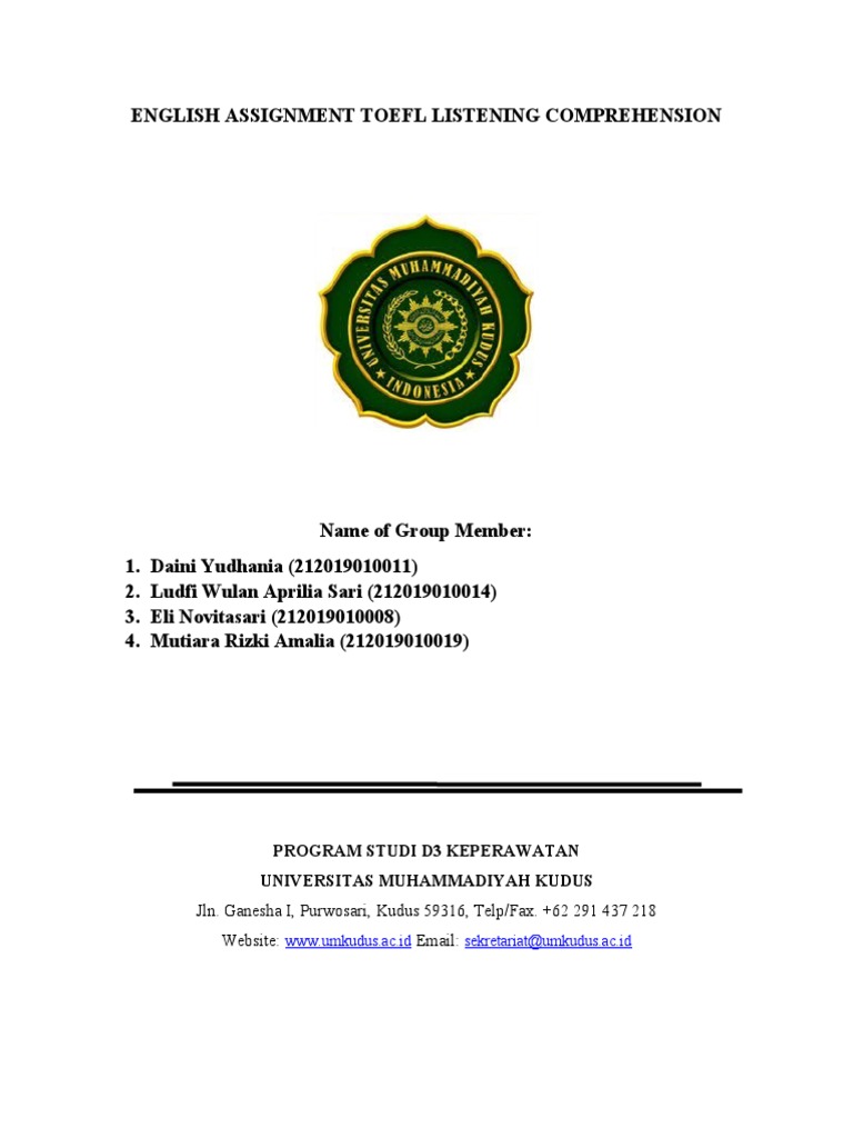 English Assignment Toefl Listening Comprehension Pdf Landlord Leaves Of Grass 