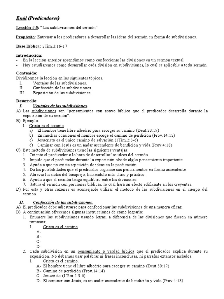 Subdivisiones En Sermones Efectivos Pdf Salvación Jesús