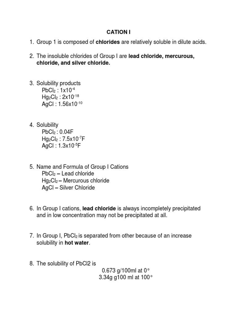 Solubility of Group I Cations | PDF | Precipitation (Chemistry) | Silver