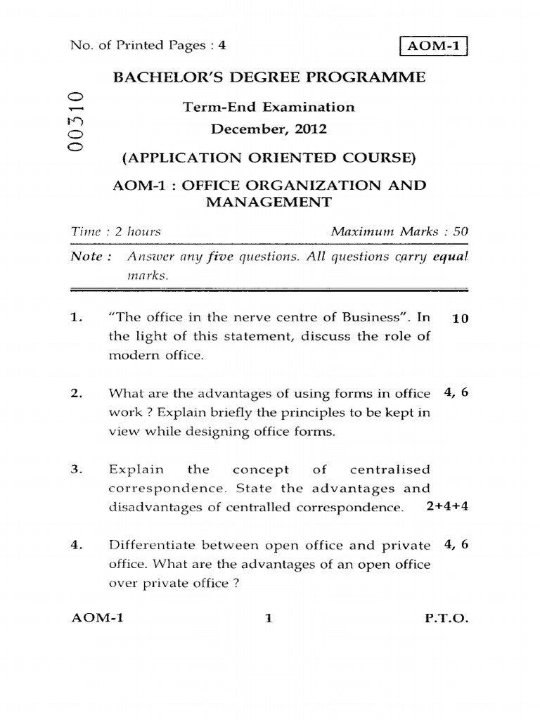 Office Organization and Management Exam Questions | PDF | Computing