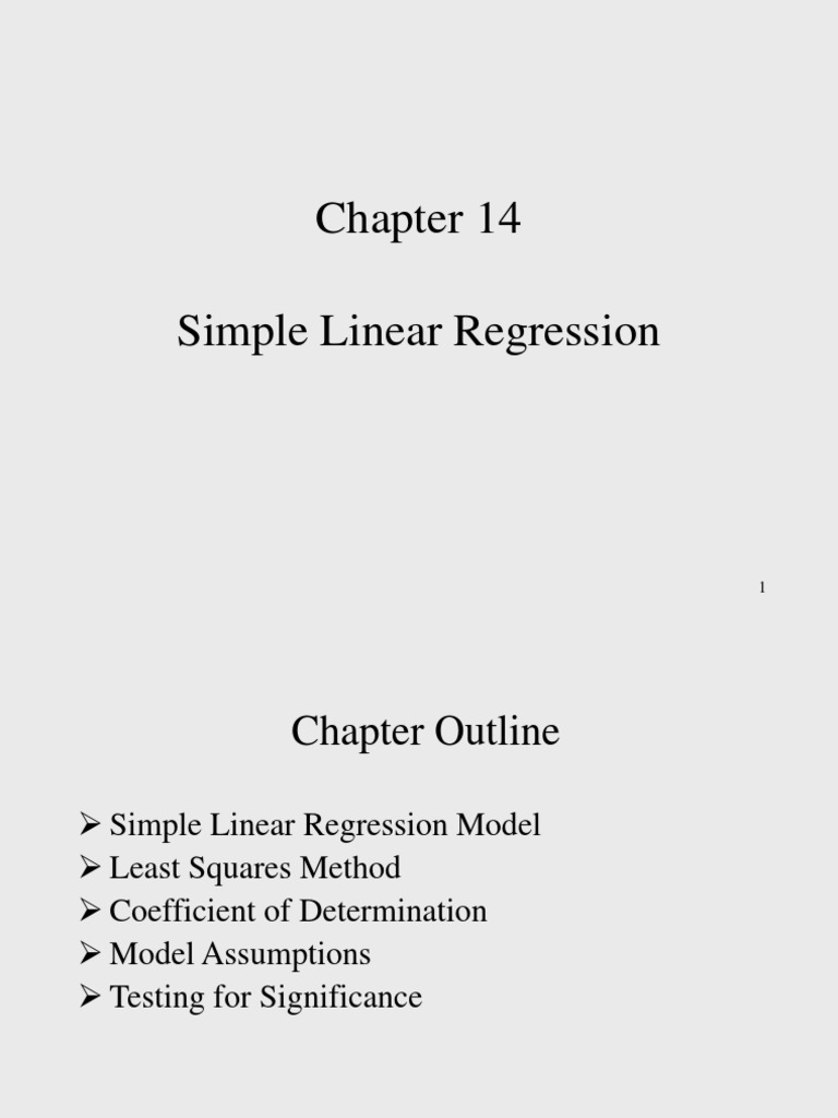Chapter 14 Simple Linear Regression Pdf Regression Analysis Linear Regression