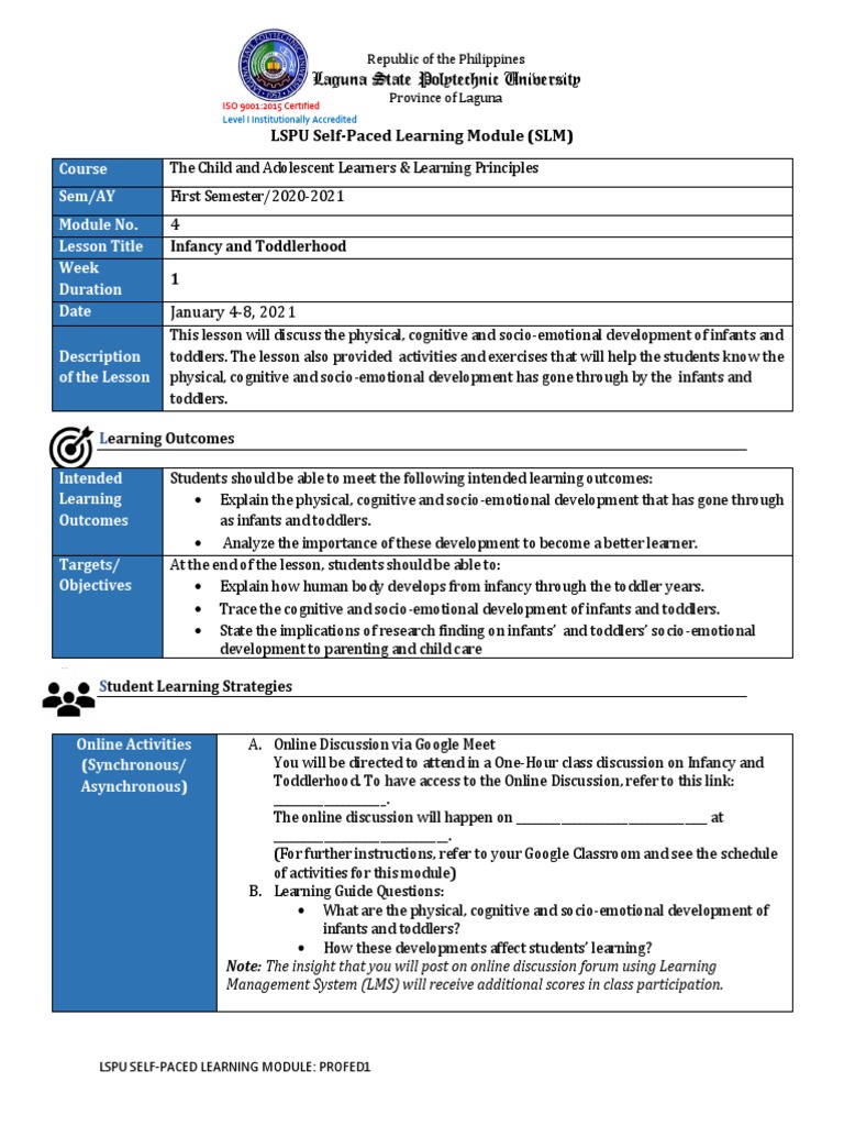Module4 Infancy and Toddlerhood | PDF | Perception | Infants
