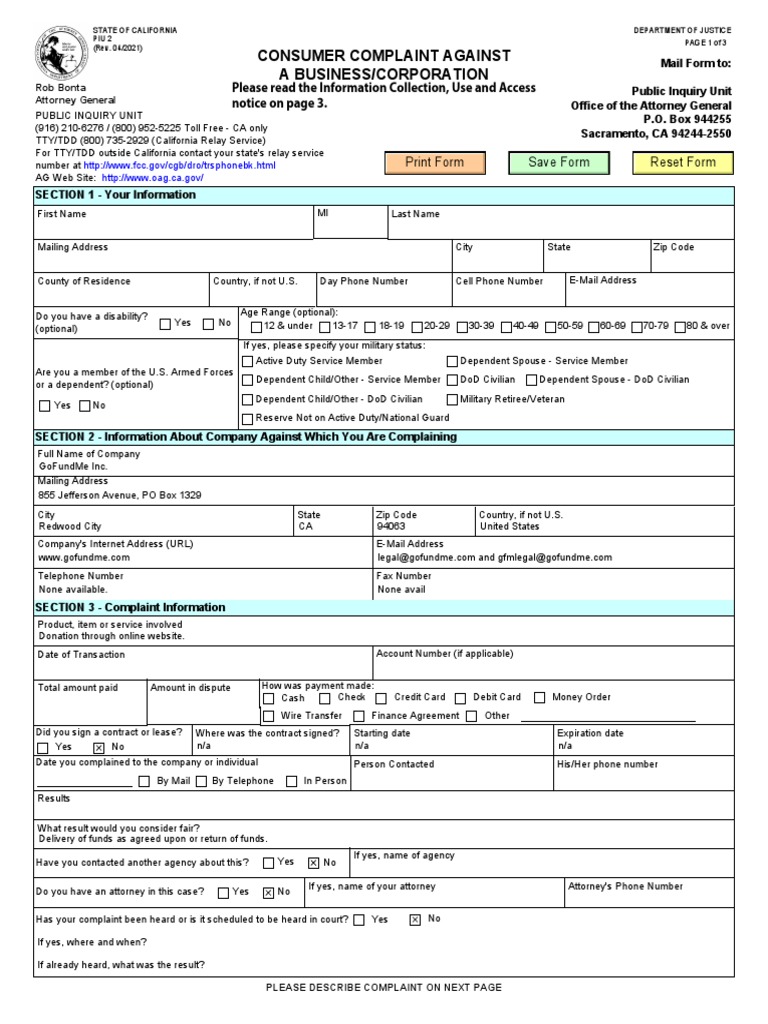 Freedom Trucker Convoy Complaint Form | PDF | Financial Transaction ...