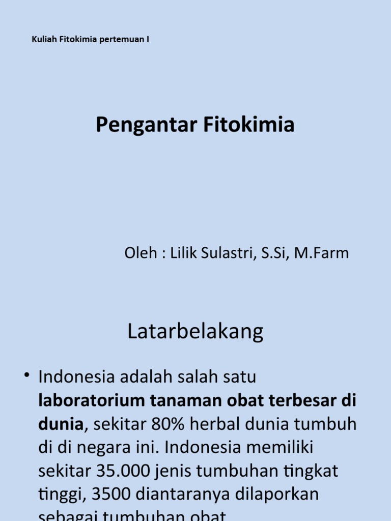 Fitokimia Pertemuan 1 | PDF