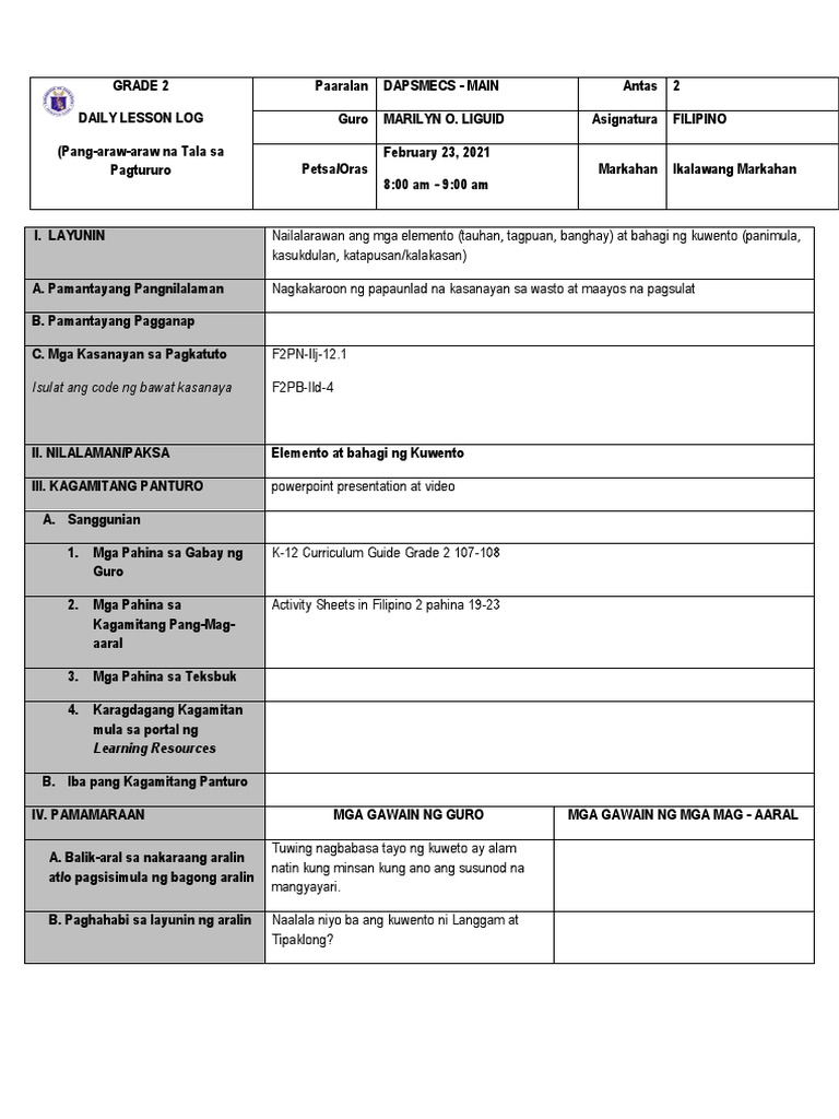 DLL Filipino | PDF