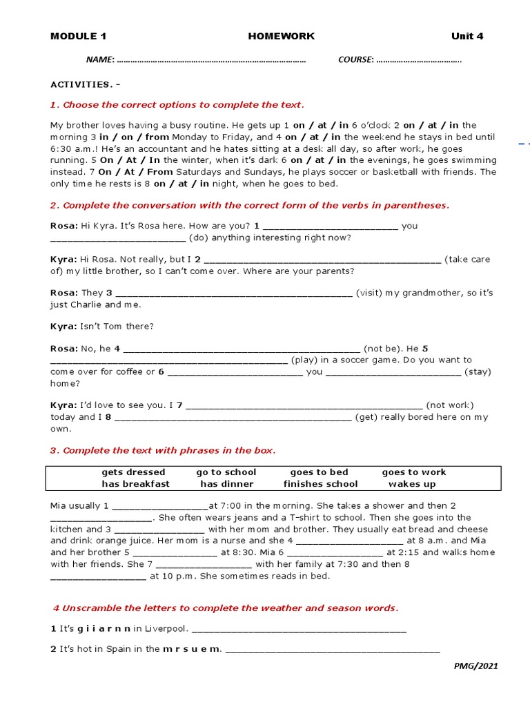 NAME: COURSE: ..: Homework Unit 4 | PDF
