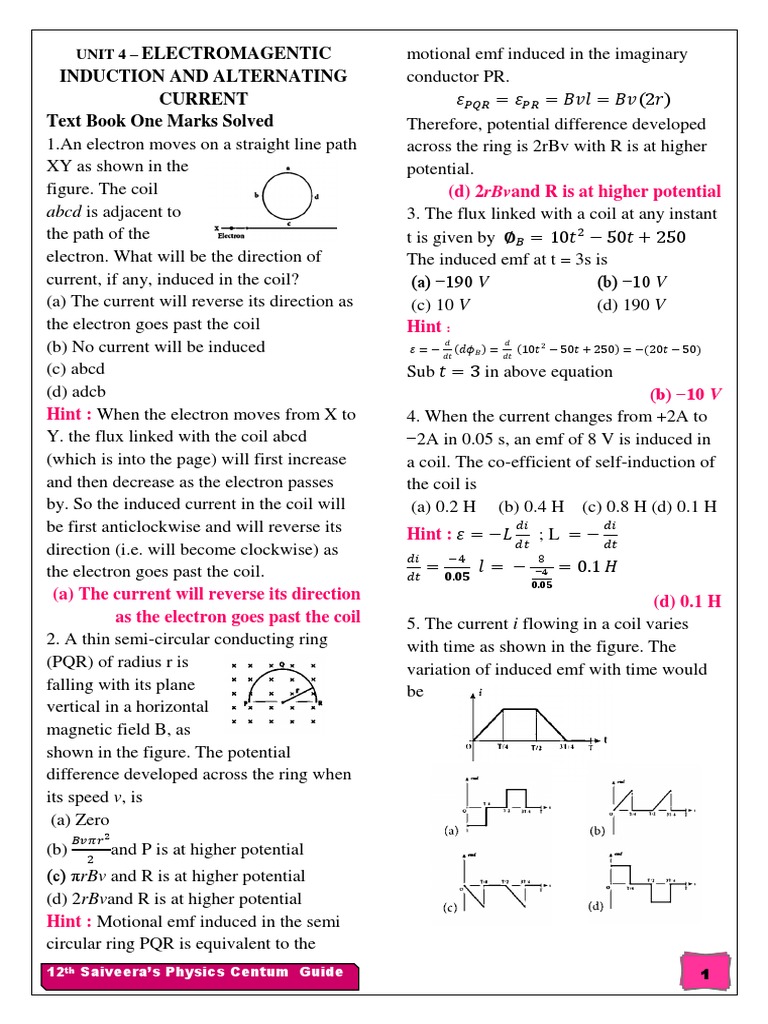 12th Unit 4 Saiveera Physics Material | PDF | Inductor ...