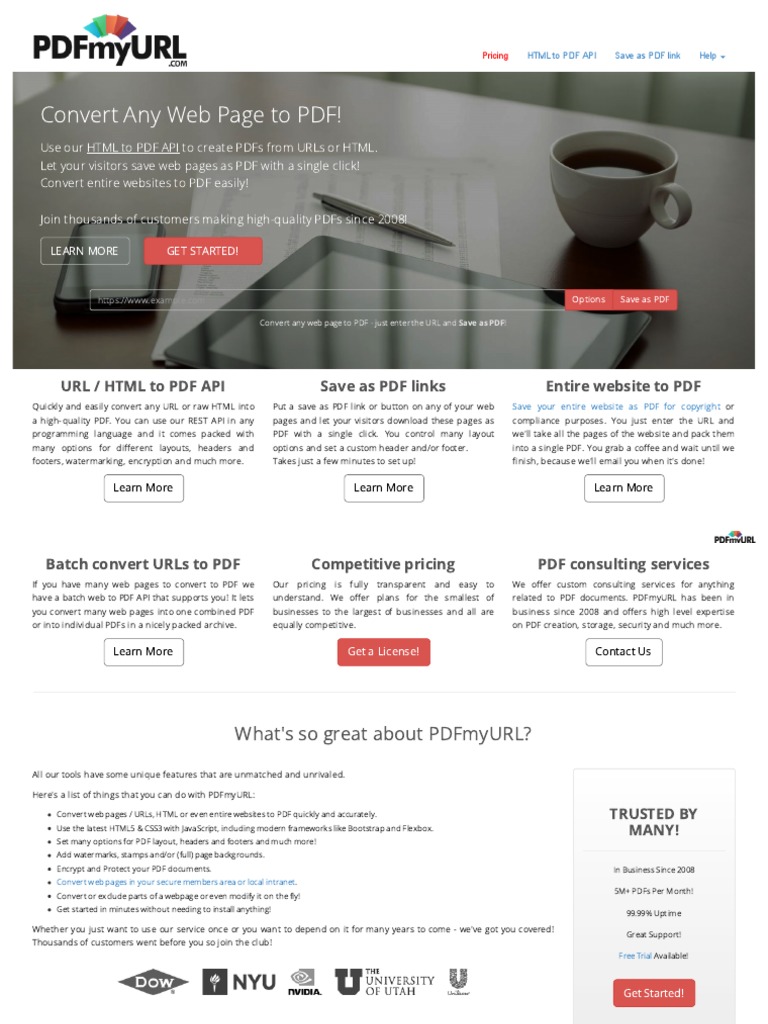 Convert Any Web Page To PDF!: Url / HTML To PDF Api Save As PDF Links ...