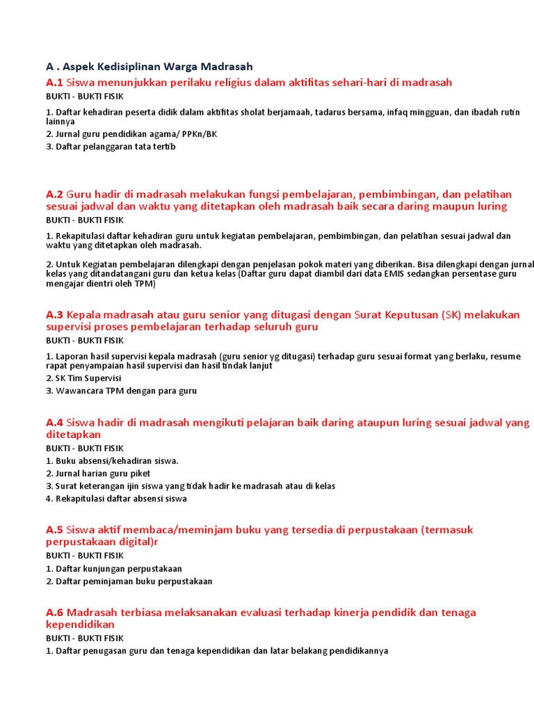 Bukti Fisik Yang Harus Disiapkan e-RKM | PDF