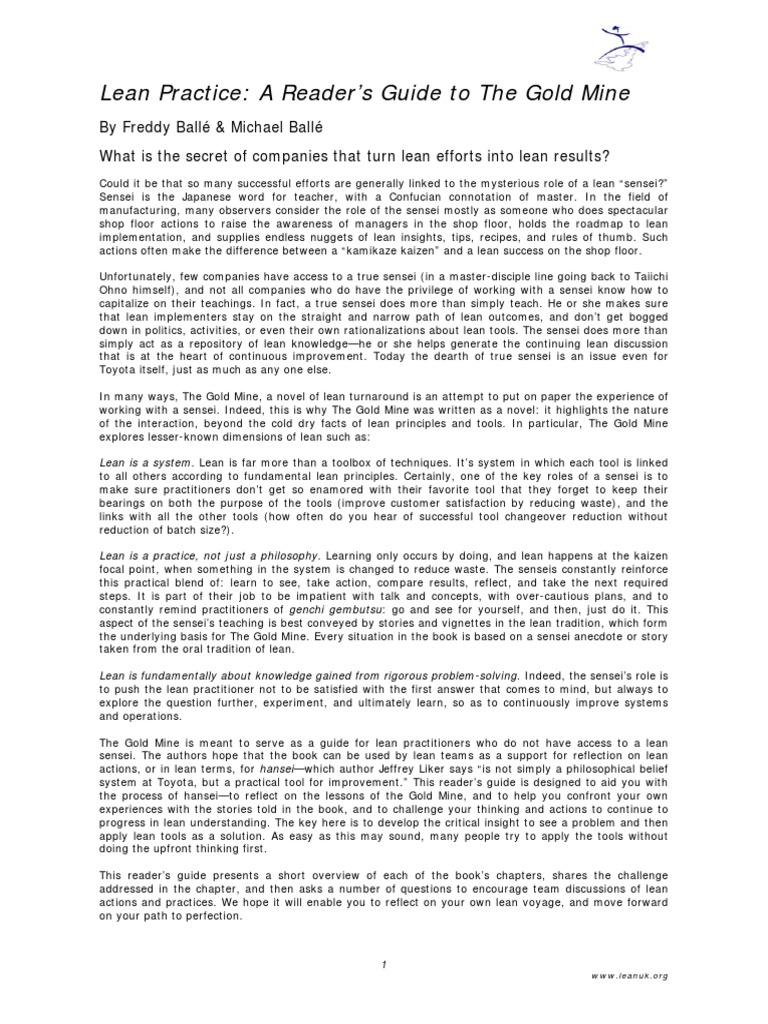 The Gold Mine | PDF | Lean Manufacturing | Inventory