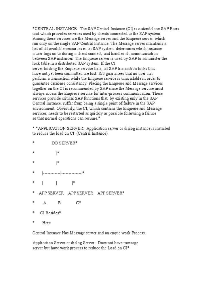 SAP Central Instance Overview | PDF | Server (Computing) | Application ...