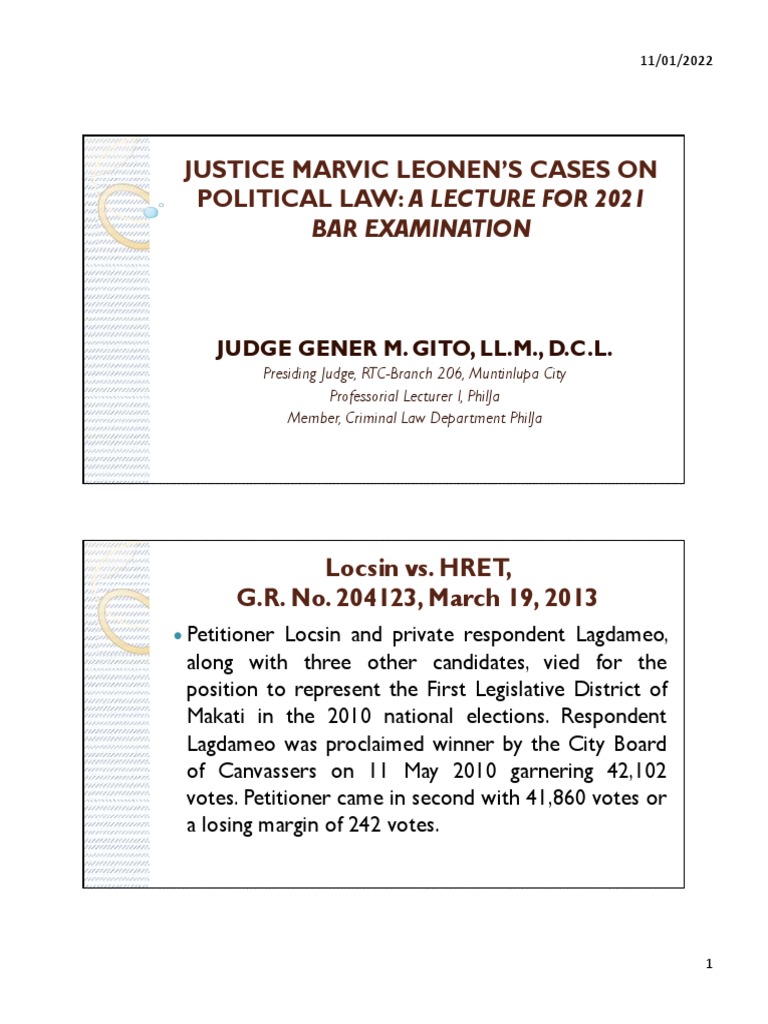Judge Gito - J. Leonen - S Cases in Political Law | PDF | Search And ...
