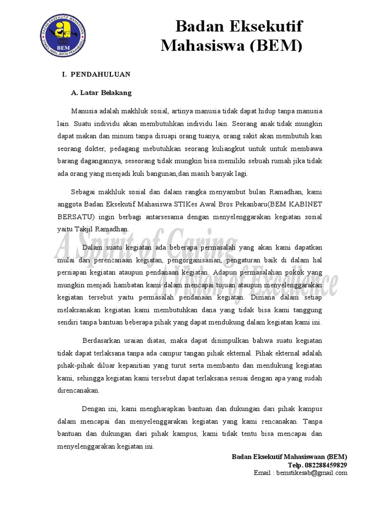 Bem Proposal Takjil Ramdadhan 2021 | PDF