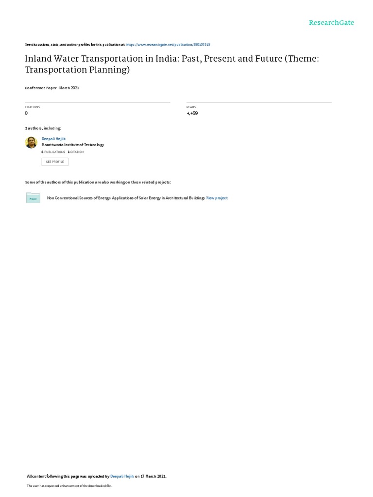 Inland Water Transport in India: Overview | PDF | Transport | Mode Of ...
