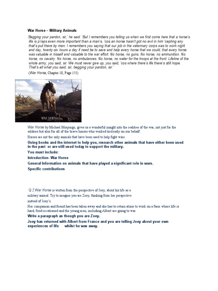 War Horse: The Role of Military Animals | PDF