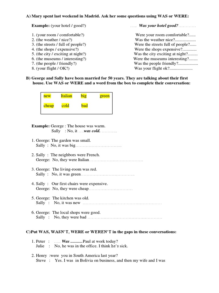 Activity Was-Were 17 Nov Dianeli | PDF