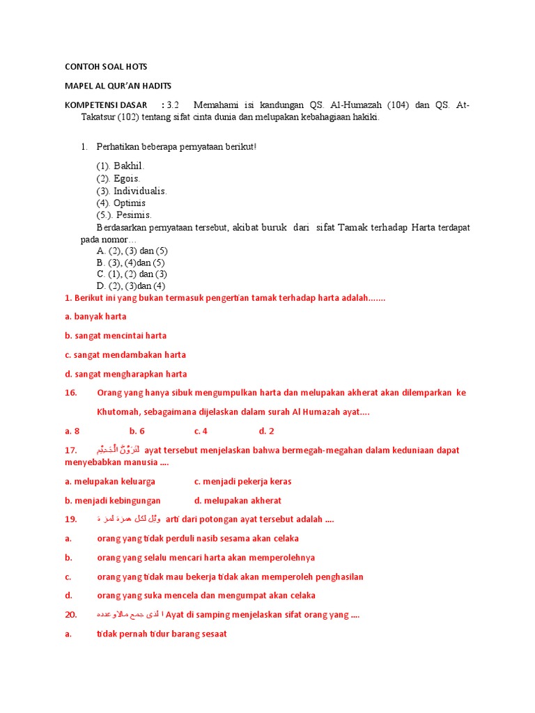 Contoh Soal Hots | PDF