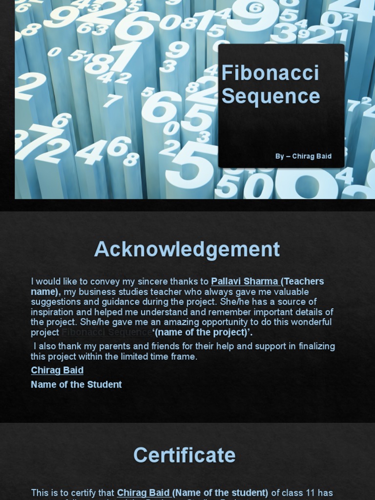 Fibonacci Sequence: by - Chirag Baid | PDF | Mathematical Objects ...